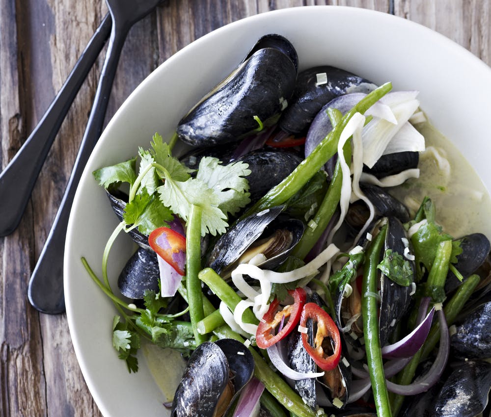 Blåmuslinger med nudler og bønner | ISABELLAS